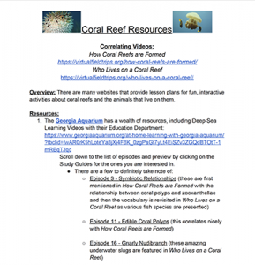 Who Lives On a Coral Reef? – A Virtual Field Trip