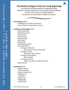 Grade 4 - Southwest Region of the U.S: Early Beginnings – Virtual Field ...