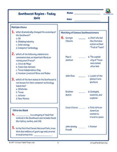 Grade 4 - Southwest Region of the U.S: Today – Virtual Field Trip